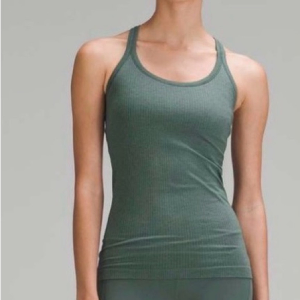 Lululemon Ebb To Street Heather Forest Green Tank - Gem